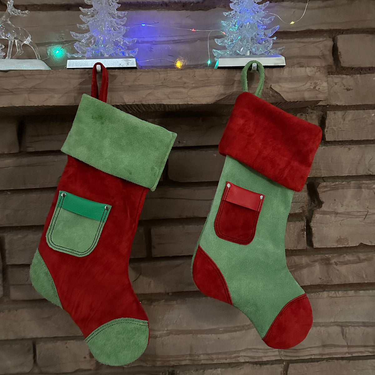 NVP North View Products® Leather Christmas Stockings Green Stocking